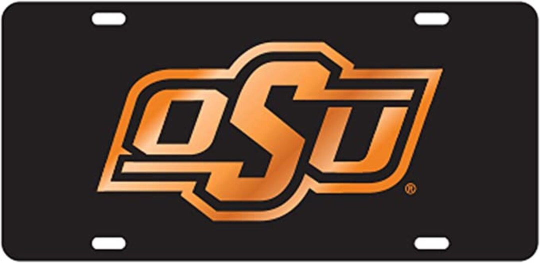 Oklahoma State University, OSU Cowboys License Plate Inlaid Mirrored ...
