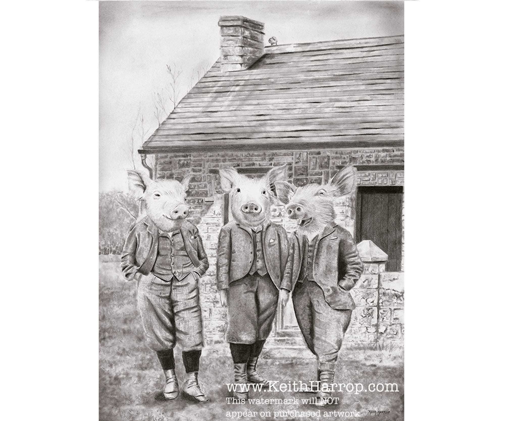 Three Little Pigs©. Pencil Art and Signed Prints. #39 Victorian Animal ...