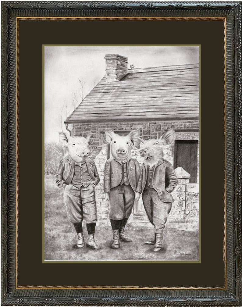 Three Little Pigs©. Pencil Art and Signed Prints. #39 Victorian Animal ...