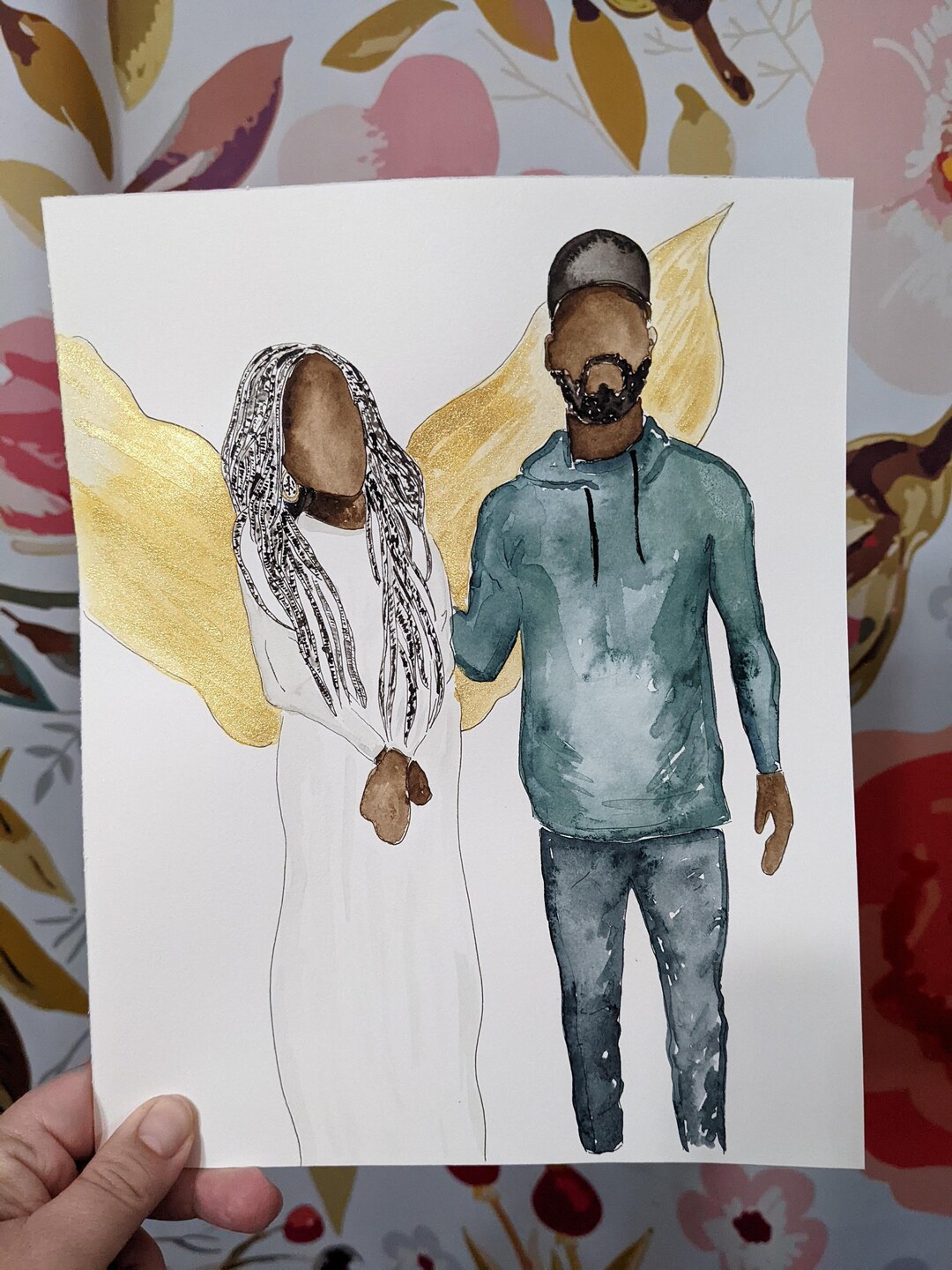 Watercolor Faceless Family Portraits/portrait From Photos/custom ...