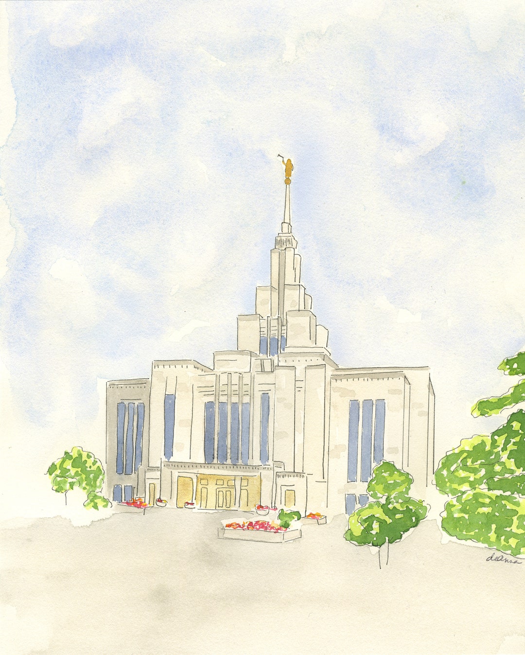 Watercolor Temple, LDS Saratoga Springs Temple, Temple Print - Etsy