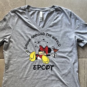 Disney Inspired Adult Drunk Minnie Mouse at Epcot on a T Shirt, V Neck ...