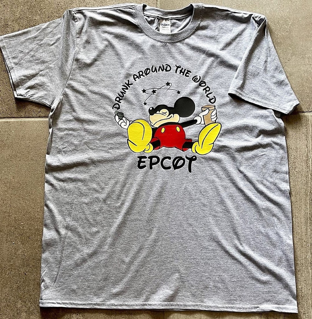 Disney Inspired Adult Drunk Mickey Mouse at Epcot Drinking Around the ...