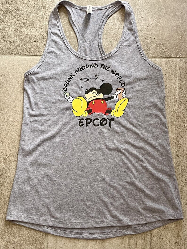 Disney Inspired Adult Drunk Mickey Mouse at Epcot on a T Shirt | Etsy