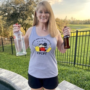 Disney Inspired Adult Drunk Mickey Mouse at Epcot Drinking Around the ...