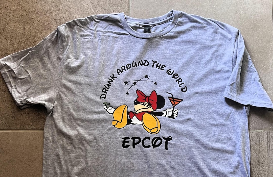 Disney Inspired Adult Drunk Minnie Mouse at Epcot on a T Shirt or Tank ...
