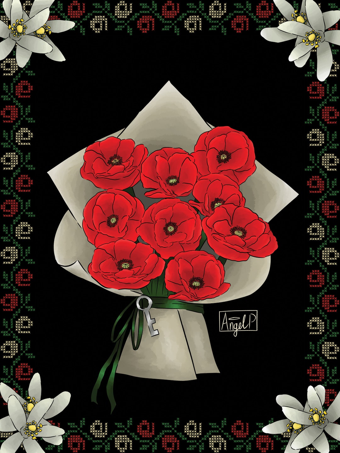 Poppy Orange Blossom Palestinian Print Jaffa Oranges — ALL Proceeds to ...