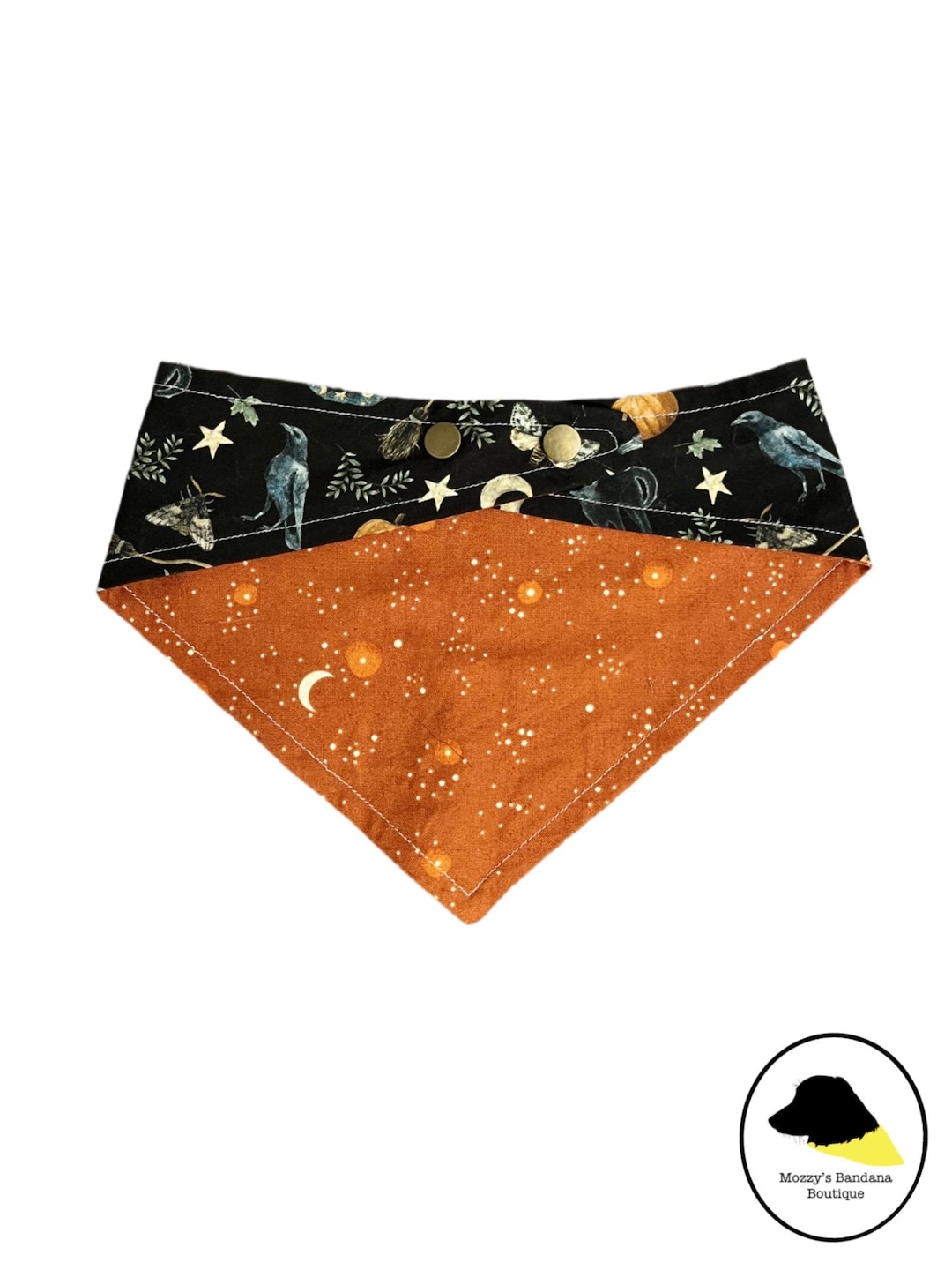 Pet Bandana - Reversible, Snap Closure, Curved Neck - Spooky Halloween ...