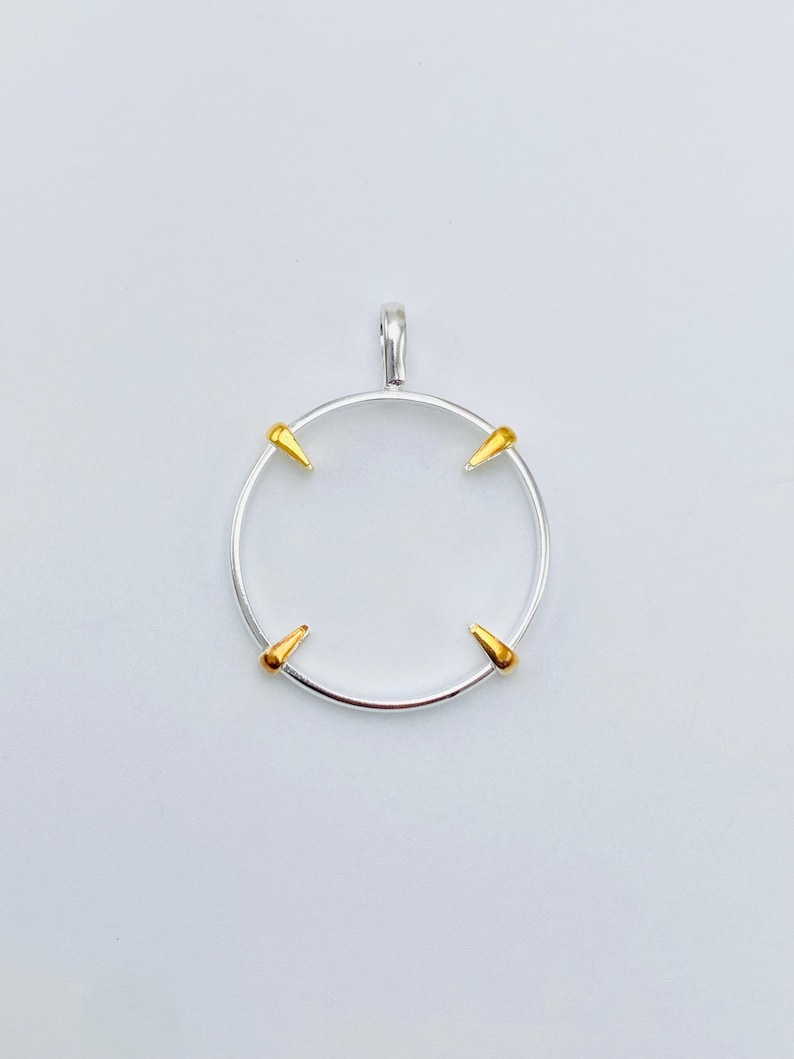 925 Sterling Silver Round Bezel Pendant Setting - Coin Connector Blank ...