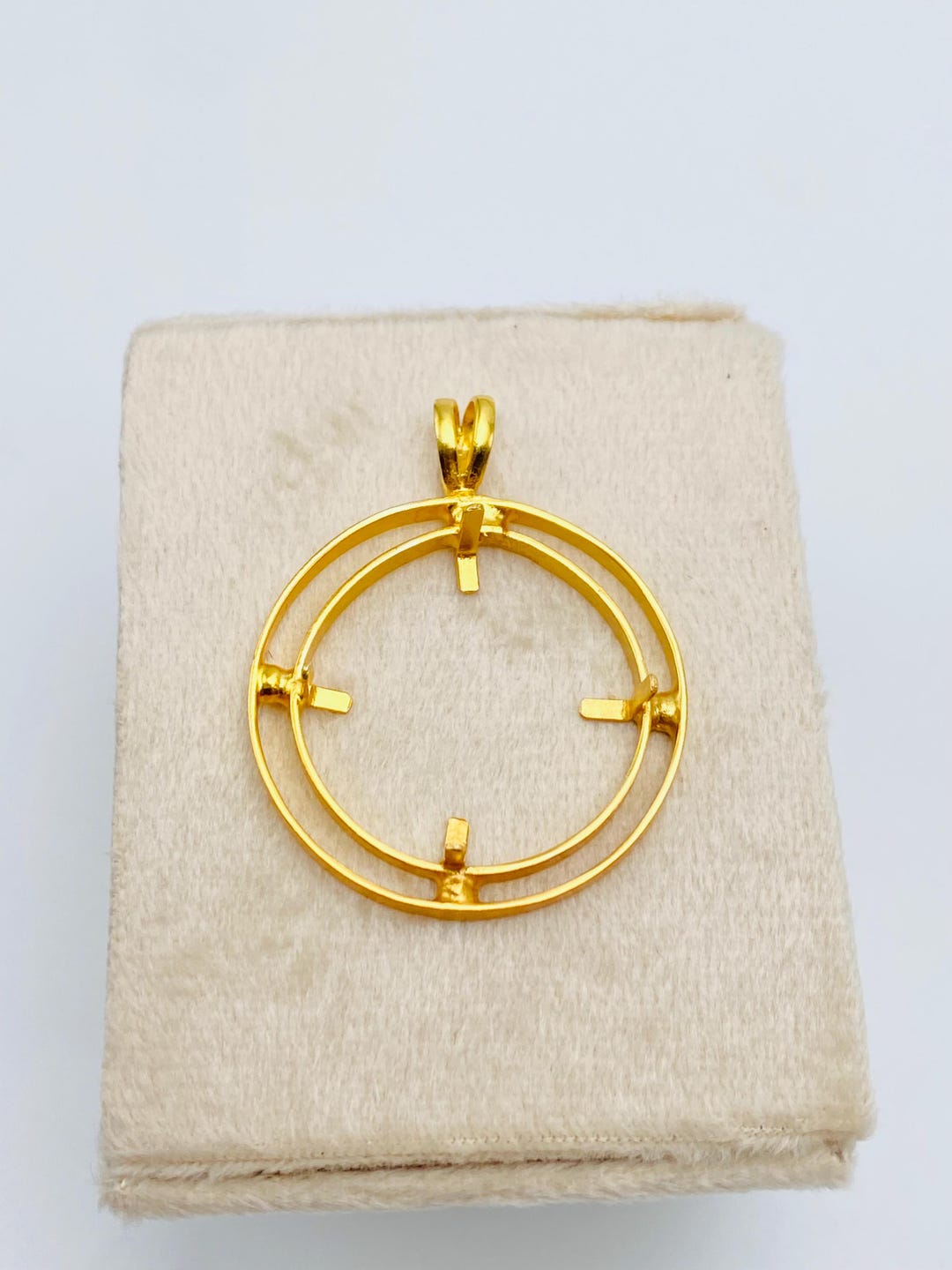 925 Sterling Silver Round Bezel Pendant Setting: Coin Connector, Nickel ...