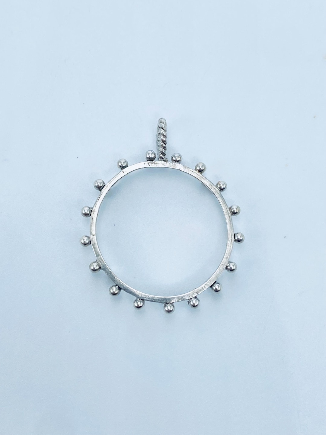 925 Sterling Silver Round Bezel Pendant Setting: Coin Connector ...