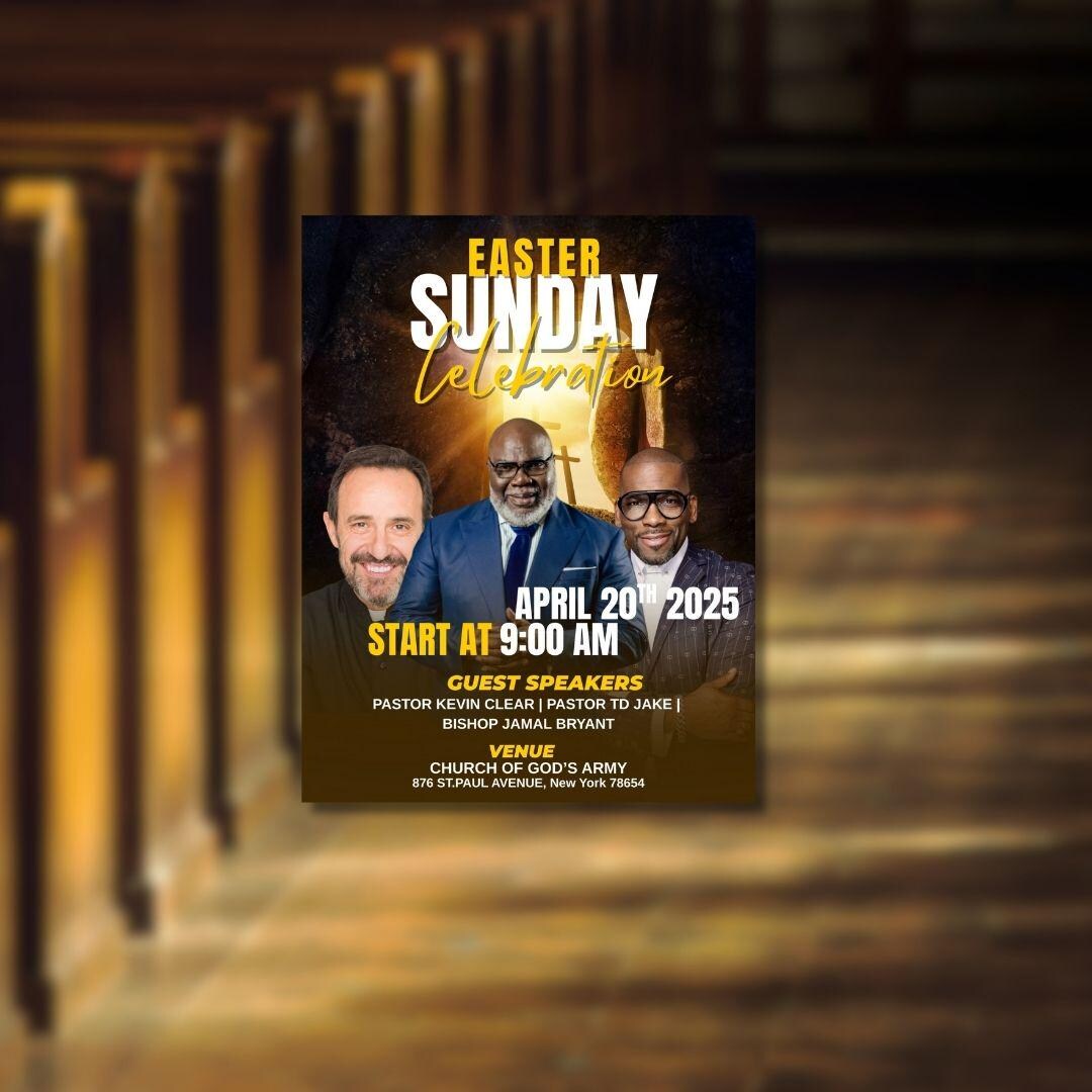 Easter Sunday Church Flyer for Canva | Resurrection Flyer| Church Flyer ...