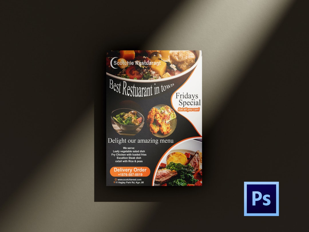 Editable Restaurant Food Flyer Sushi Printable Dark Orange - Etsy Canada