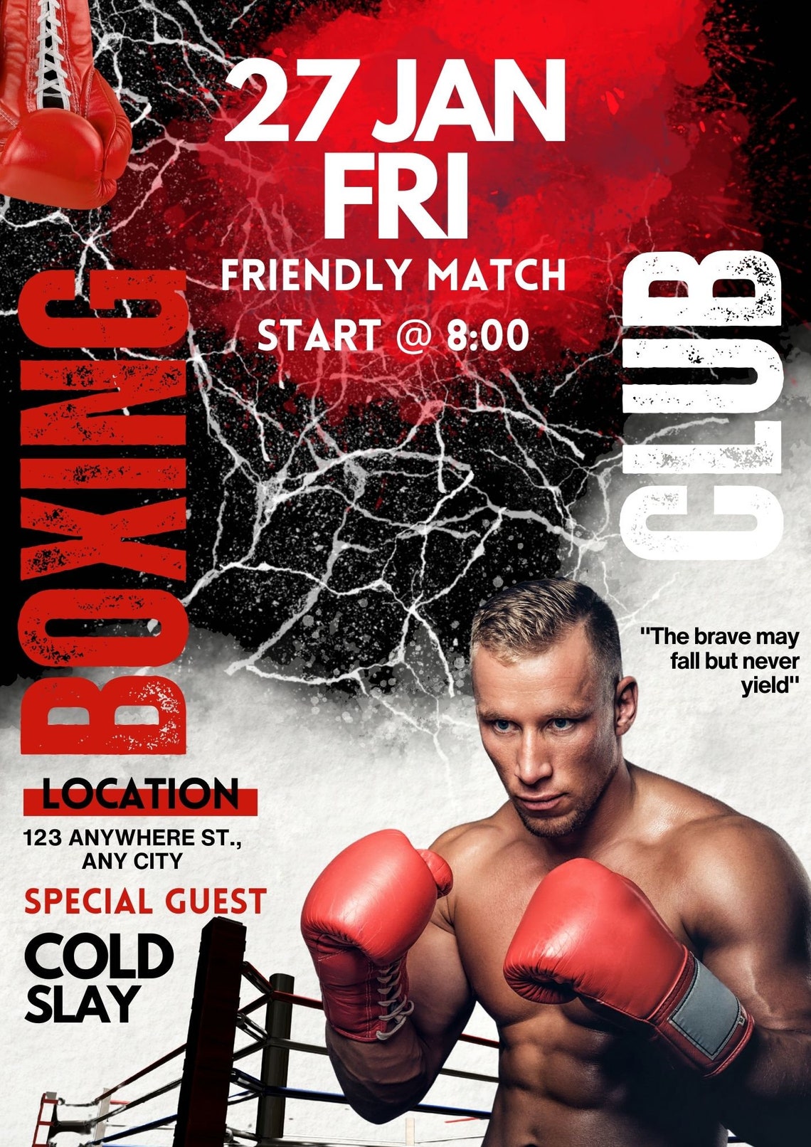 Editable Party Flyer Social Media, Boxing Night Flyer, Party Invitation ...