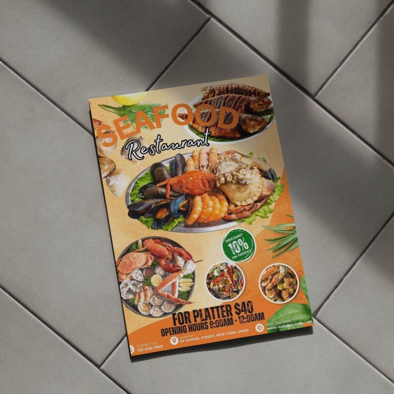 Editable Flyer Template| Seafood Tuesday| Seafood Platter Sale| Seafood ...