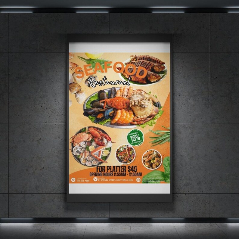Editable Flyer Template| Seafood Tuesday| Seafood Platter Sale| Seafood ...