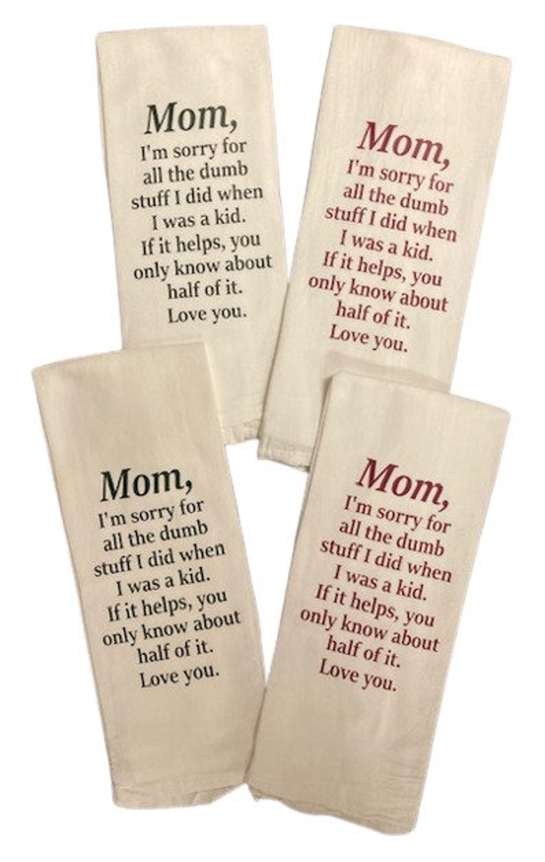 Mom I'm Sorry Designed Funny Flour Sack Humor Tea Towel Kitchen Dish ...