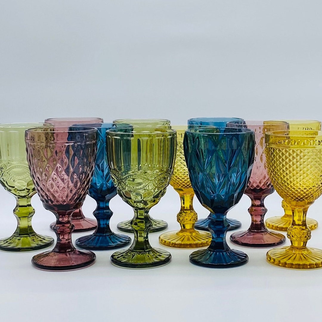 12 Mismatched Goblets, Mismatch Glasses, Wedding Goblets, Goblet ...