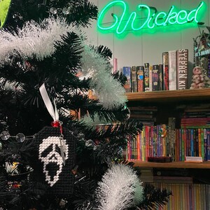 Scream Inspired Ornament, Handmade Cross Stitch Horror Tree Decoration ...