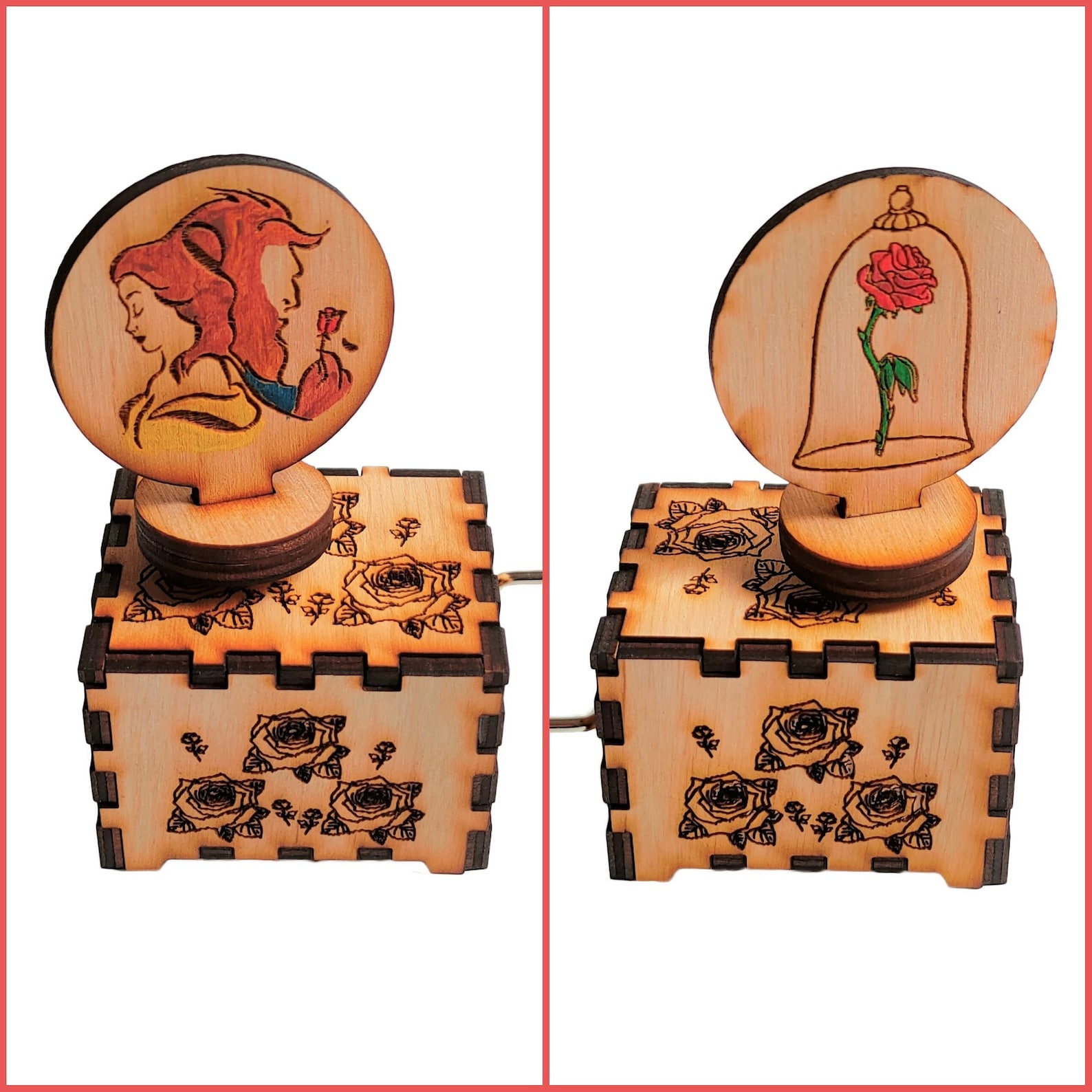 Rotating Beauty and the Beast Music Box / Colorful / Hand - Etsy