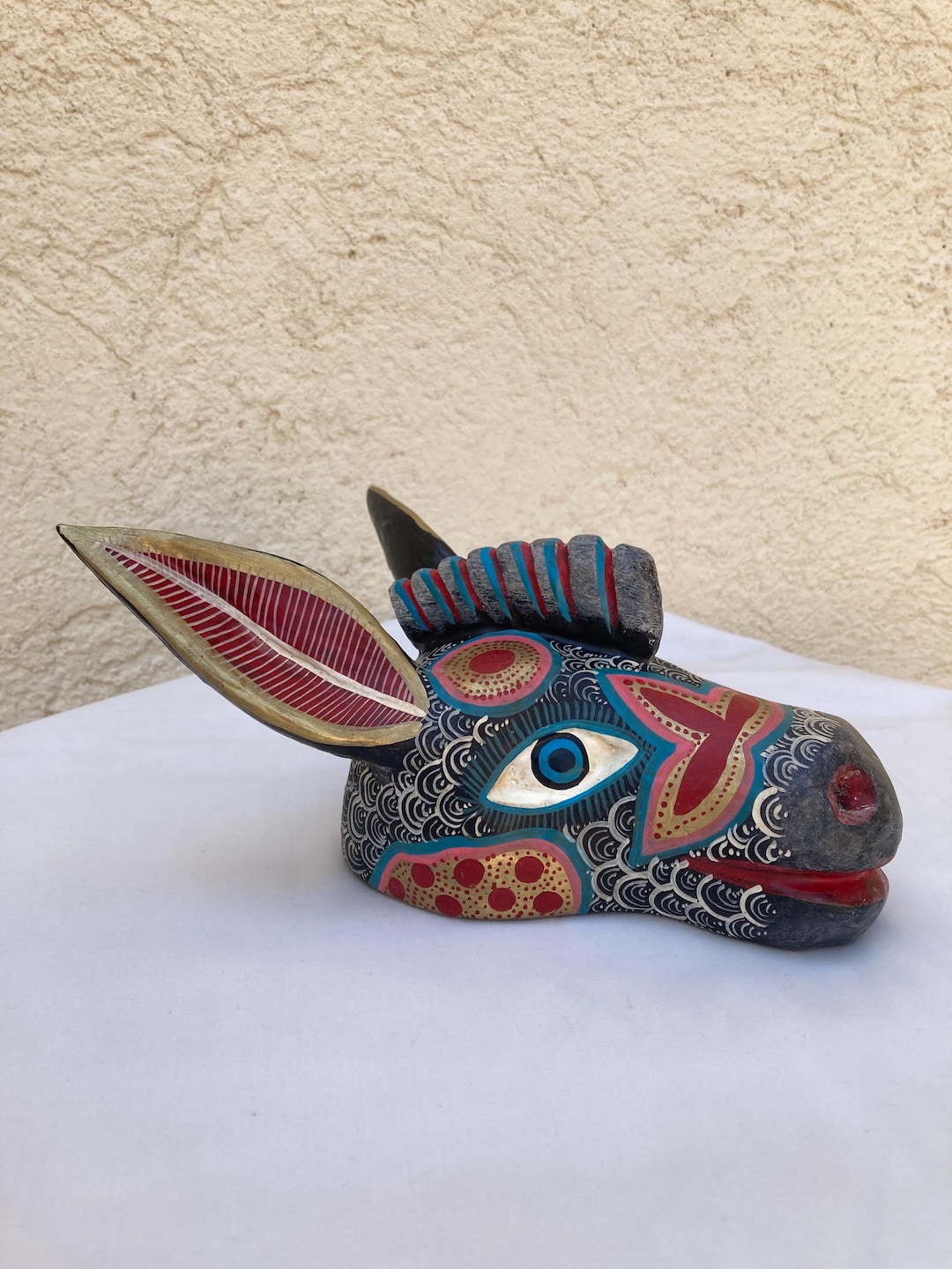 Donky / Mexican Wood Mask / 9" Inch / Handcraft Folkart / Guerrero ...