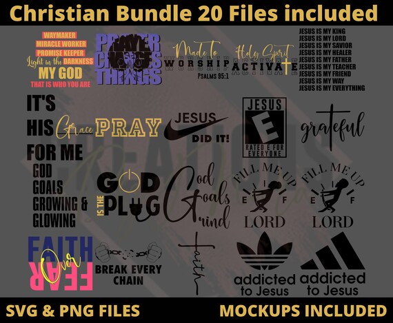 Christian Svg & Png Bundle With Mockups Included 20 Files - Etsy