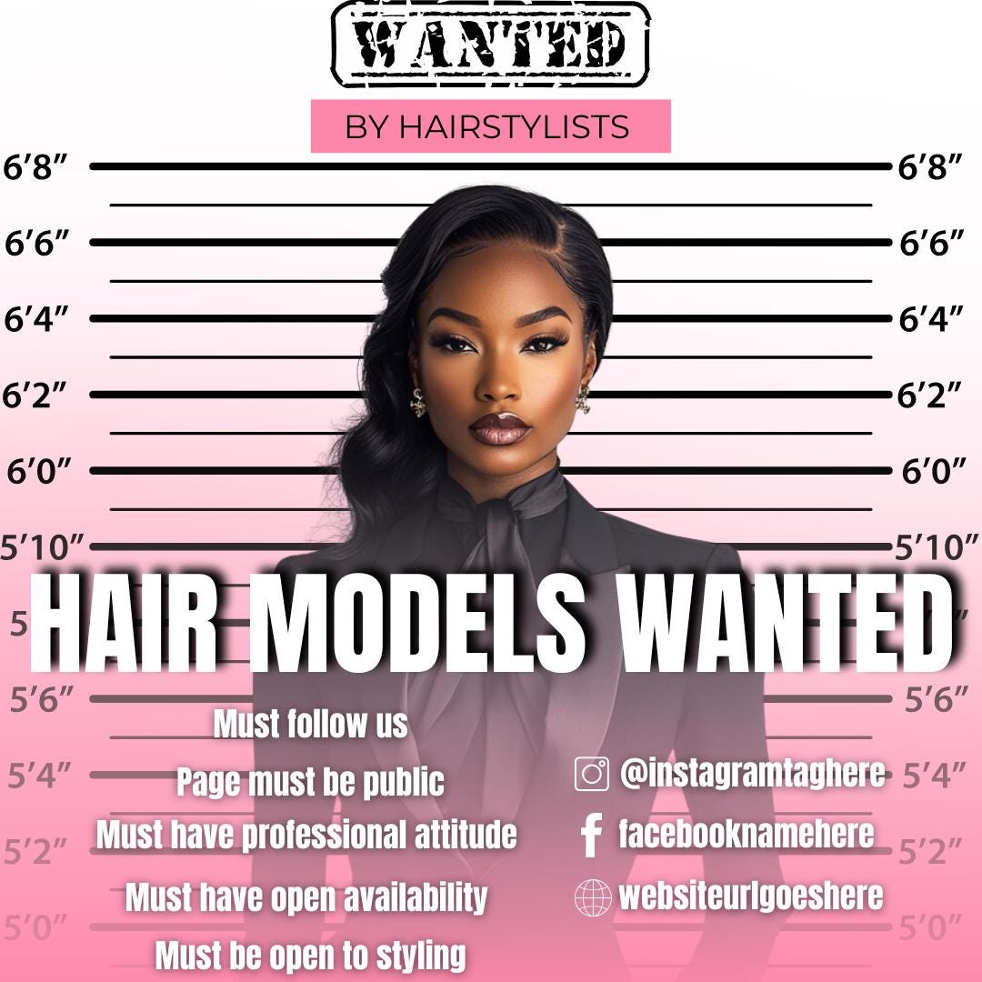 Hair Model Wanted Canva Template - Etsy
