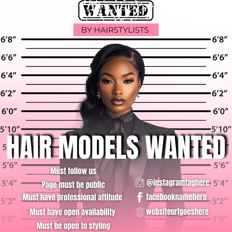 Hair Model Wanted Canva Template - Etsy