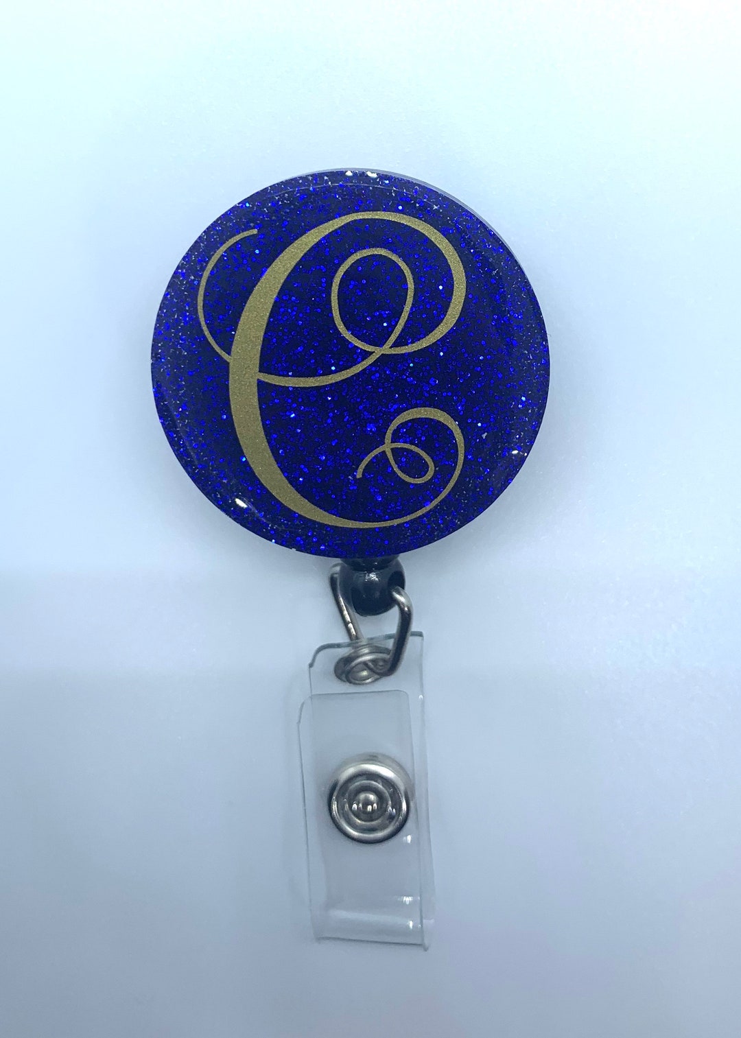 Initial Badge Reel/glitter Personalized Badge Reel - Etsy