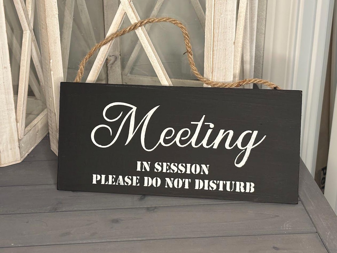 Meeting in Progress Sign Reversible Wood Door Sign for Home Office Busy ...