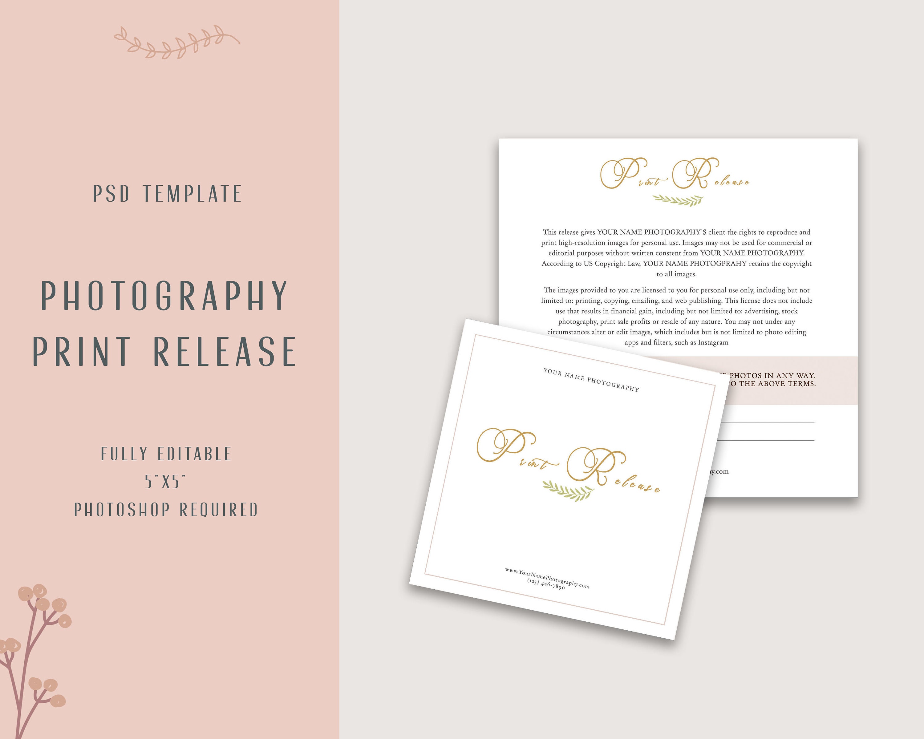 Print Release for Photographer, Print Release Form, Photography Release ...