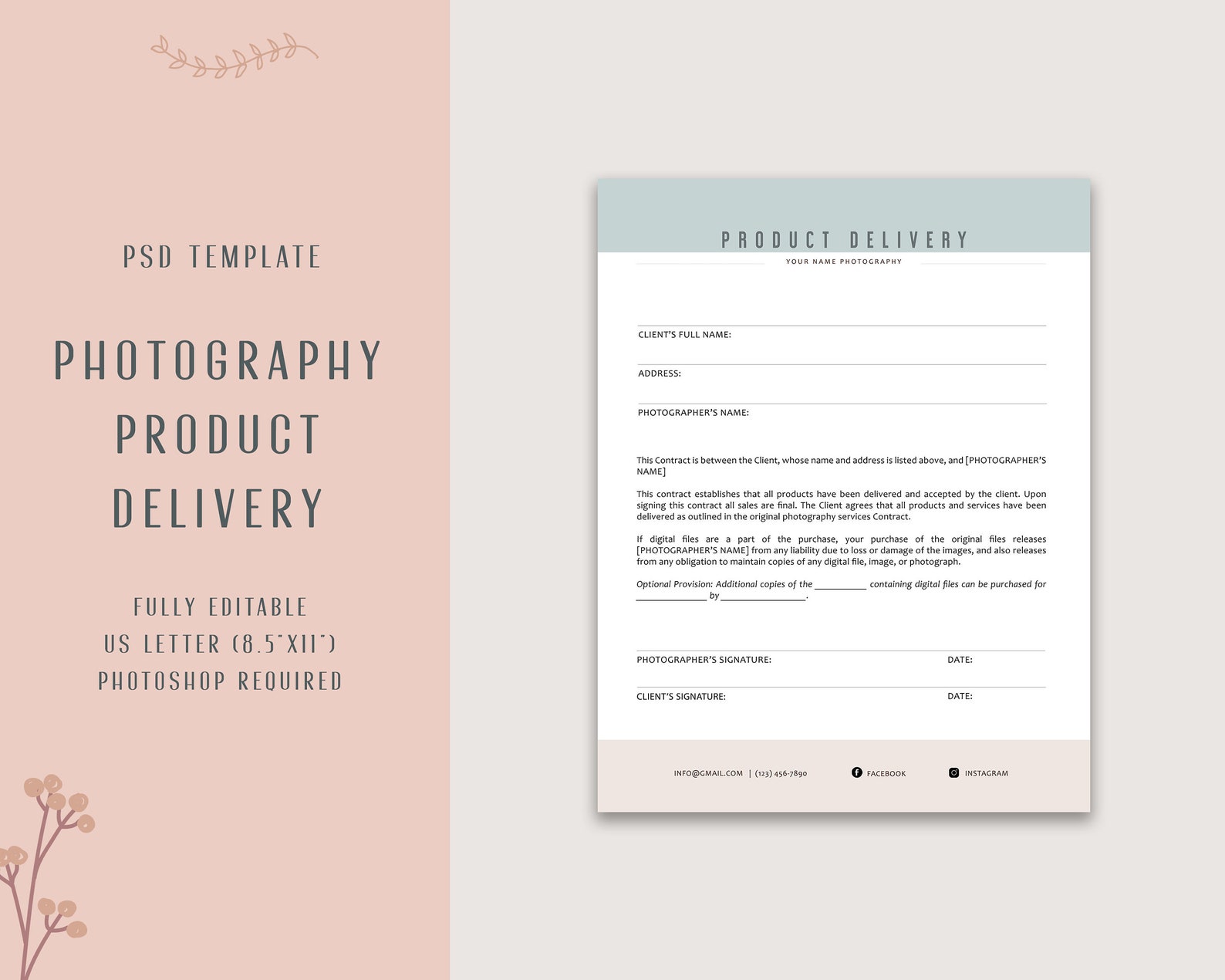 Photography Contract, Contract Template, Photographer Contracts ...