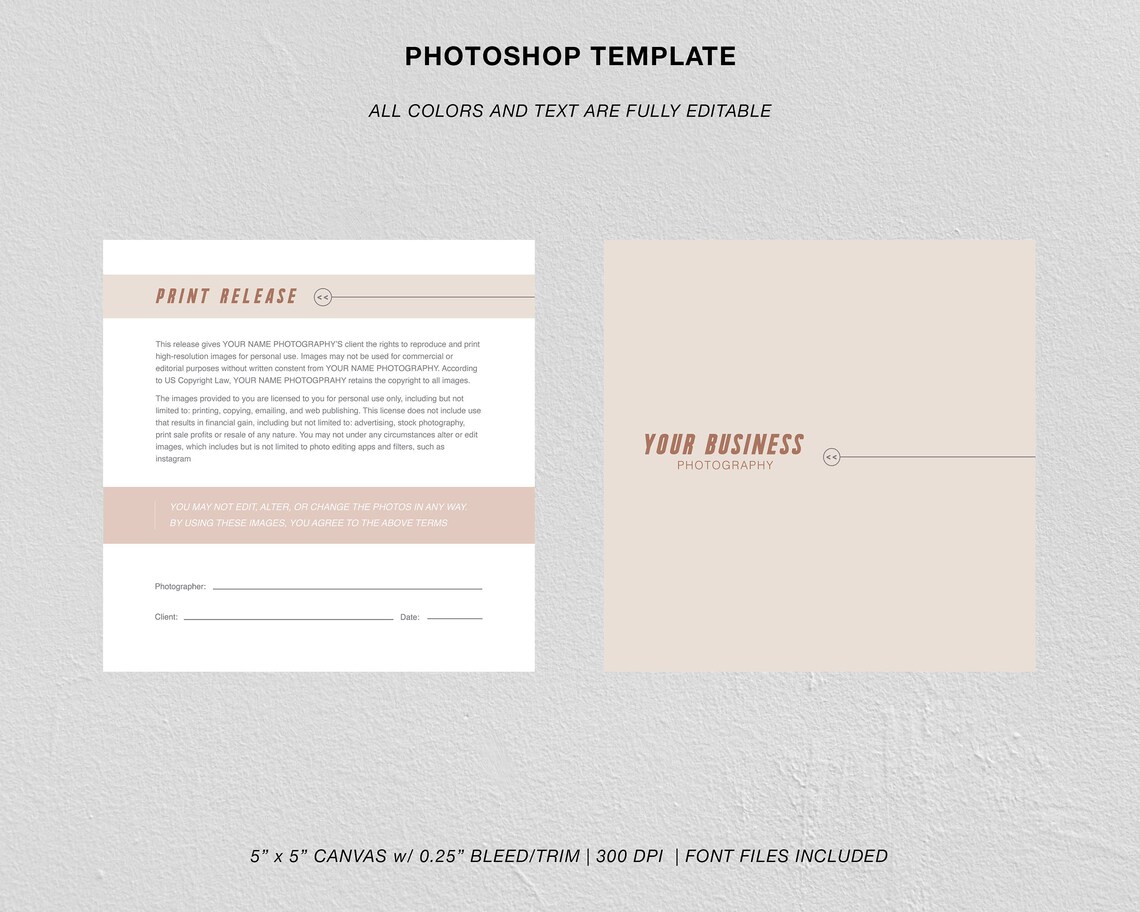Print Release for Photographer, Print Release Form, Photography Release ...
