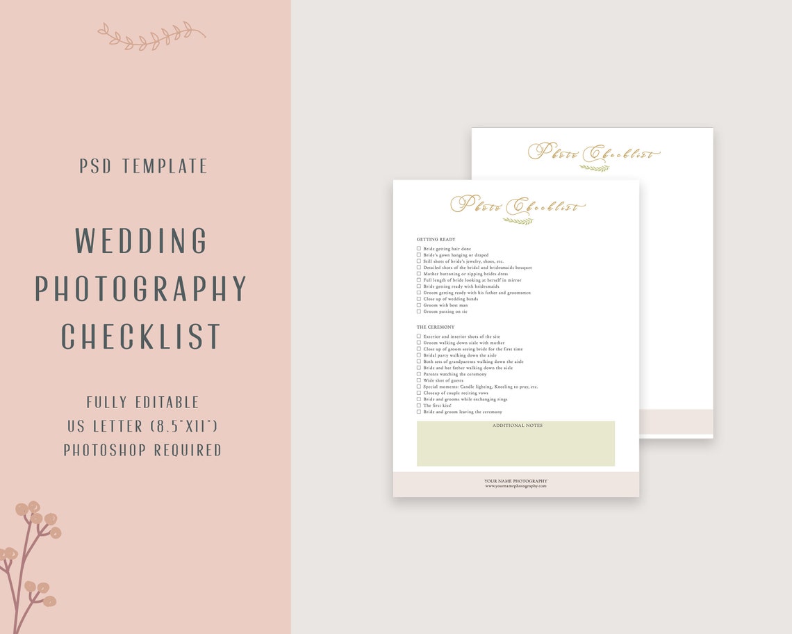 Wedding Photography Checklist for Photographers, Photography Welcome ...