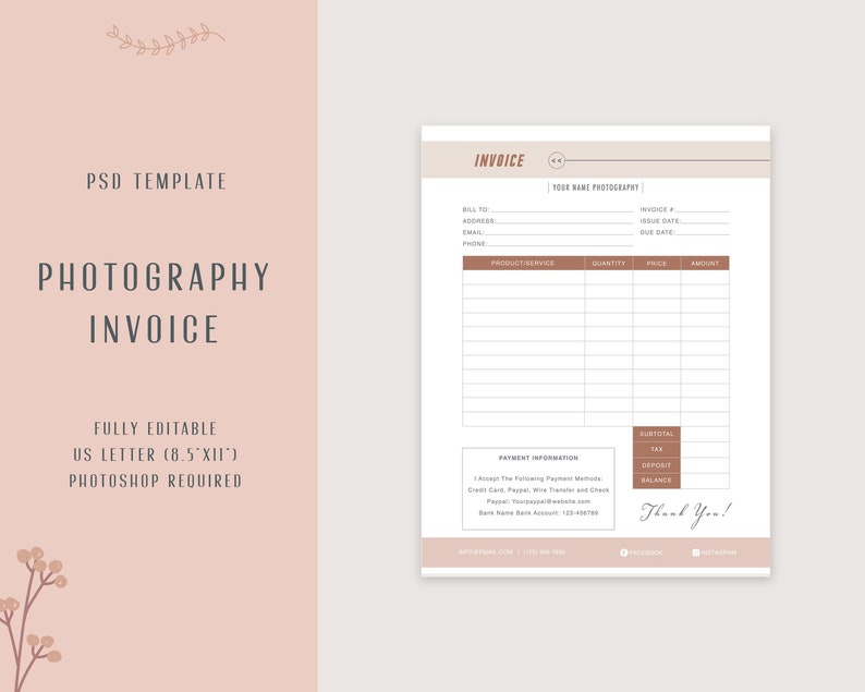 Invoice Document, Photography Pricing, Purchase Order Form, Photography ...