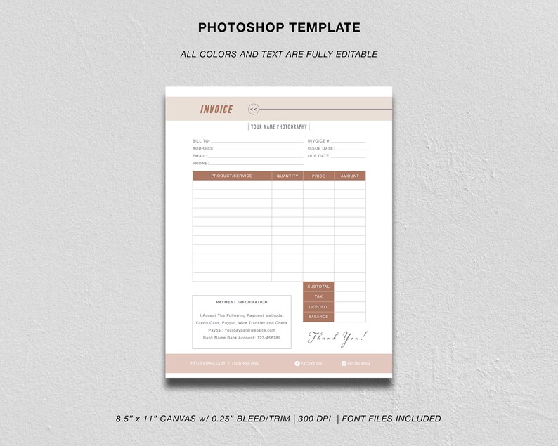 Invoice Document, Photography Pricing, Purchase Order Form, Photography ...