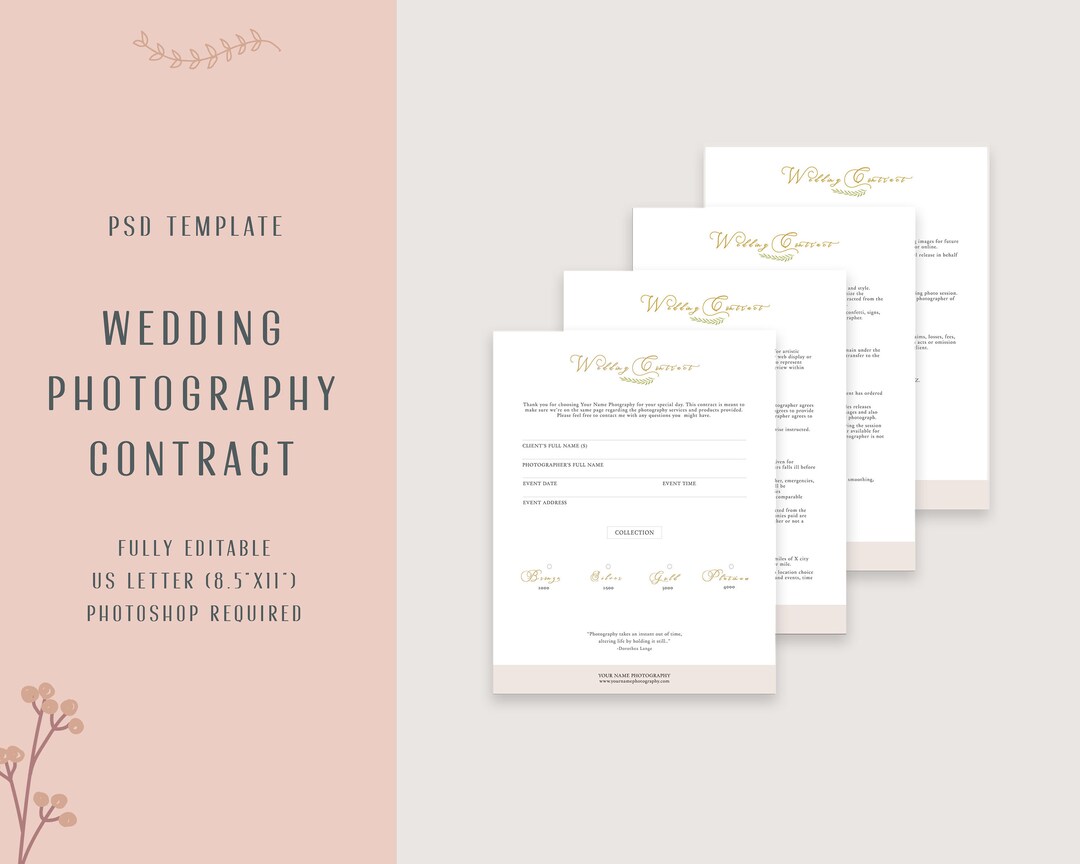 Client Contract Photography Template, Wedding Contract Form for ...