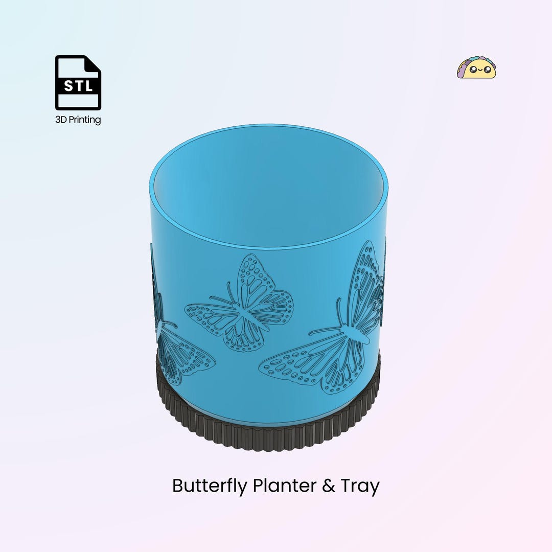 Butterfly Planter STL Files: 3D Printable Plant Pot With Tray (digital ...