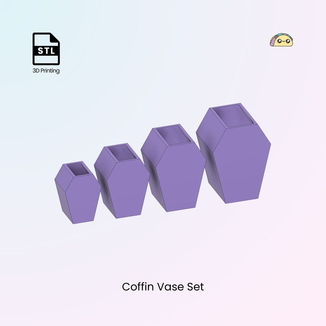 Coffin Vase STL Files - 3D Casket Model Halloween Decor With 4 Size ...