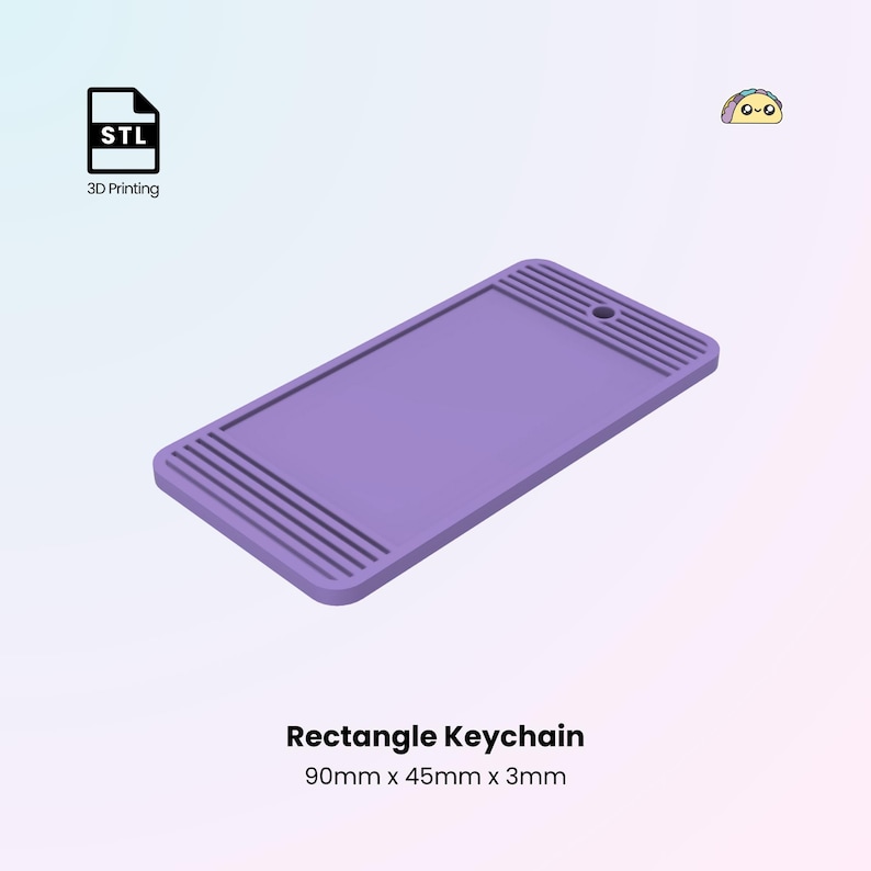 Blank Rectangle Keychain STL Files: 3D Print Hotel Key Tag (digital ...