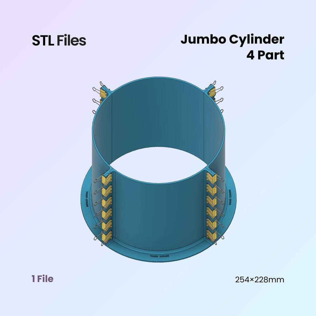 Jumbo Cylinder Mold Housing STL Files 4 Part Master, Make Your Own ...
