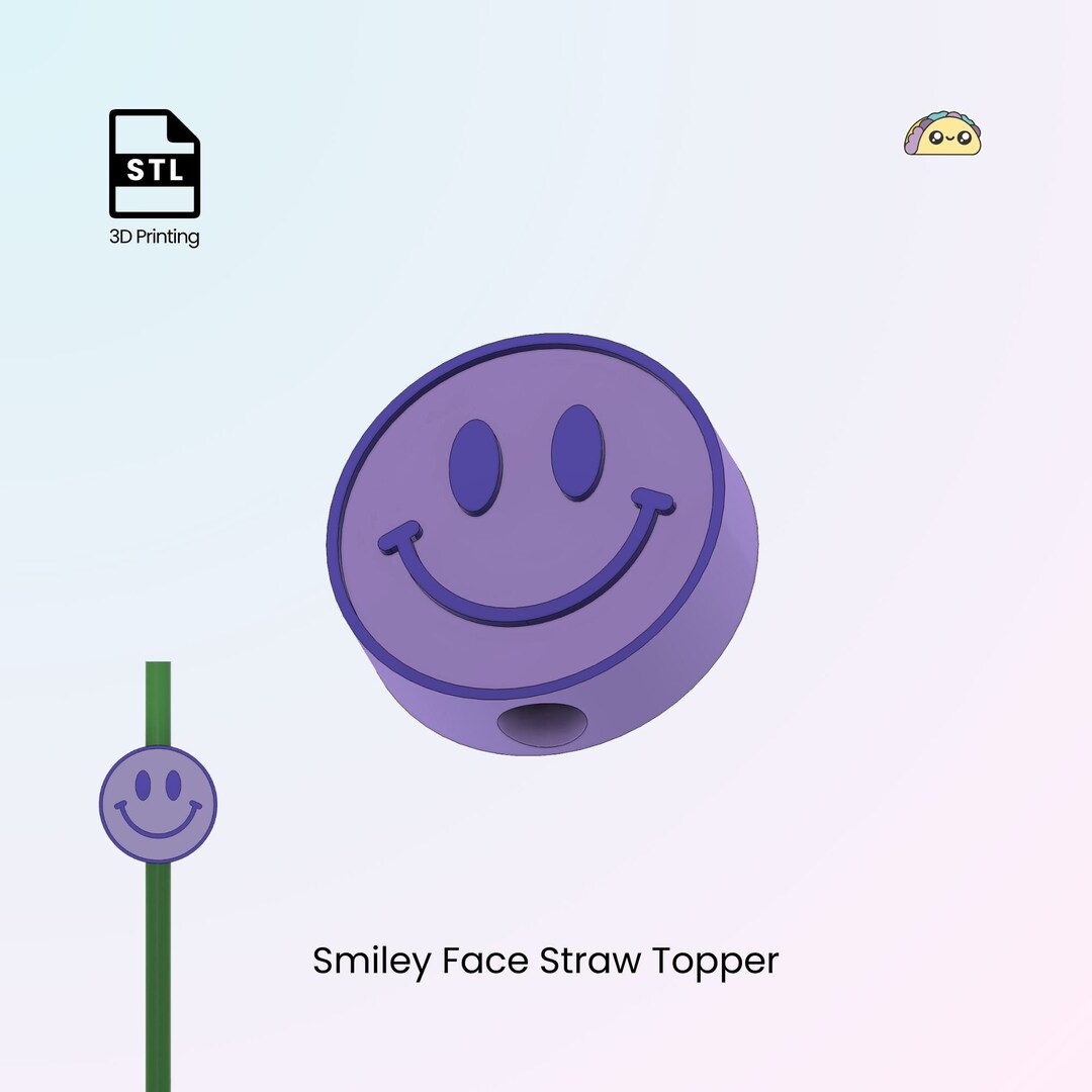 Smiley Face Straw Topper STL Files: Stanley Cup Charm (digital Download ...
