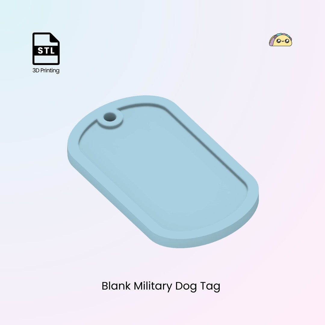 Blank Military Dog Tag STL Files: 3D Printable Keychain (digital ...