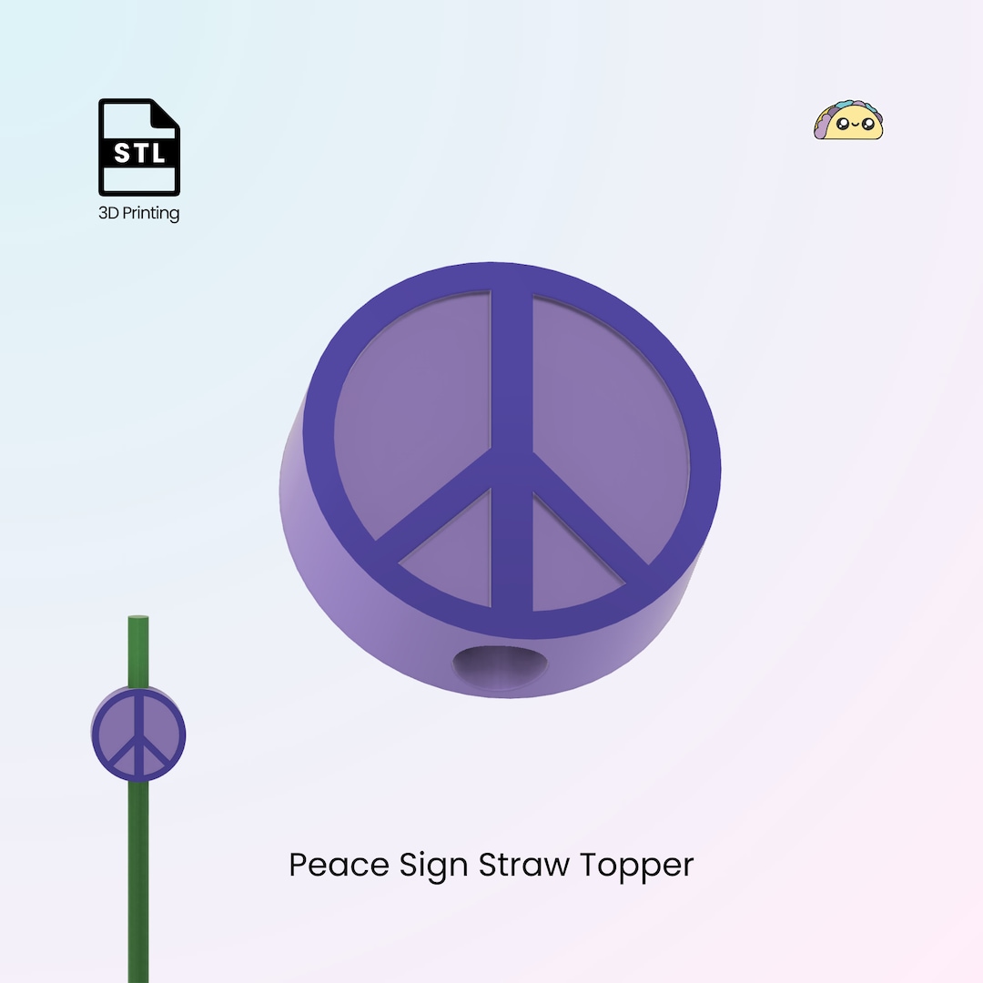 Peace Sign Straw Topper STL Files: Retro Tumbler Charm (3D Printable ...
