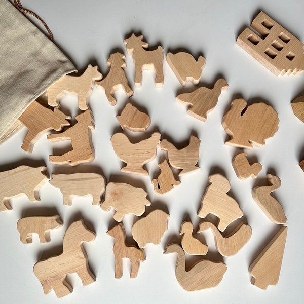 Wooden Farm Animal Blocks - Etsy