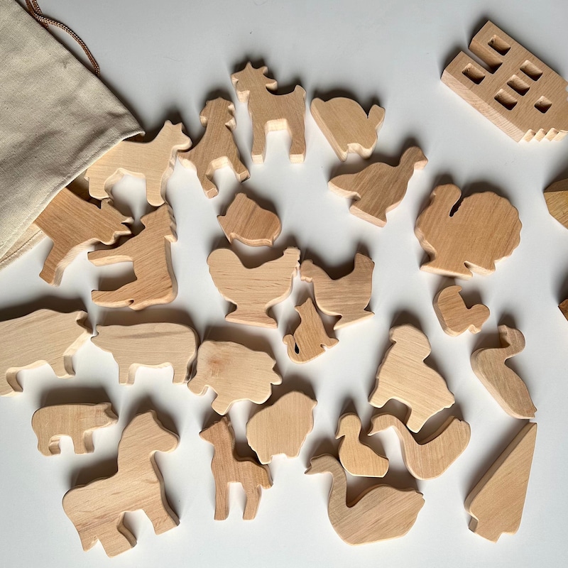 Wooden Farm Animal Blocks - Etsy