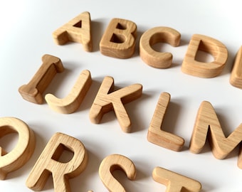 Wooden Alphabet Set Handmade Maple Wood Letters & Movable Alphabet ...