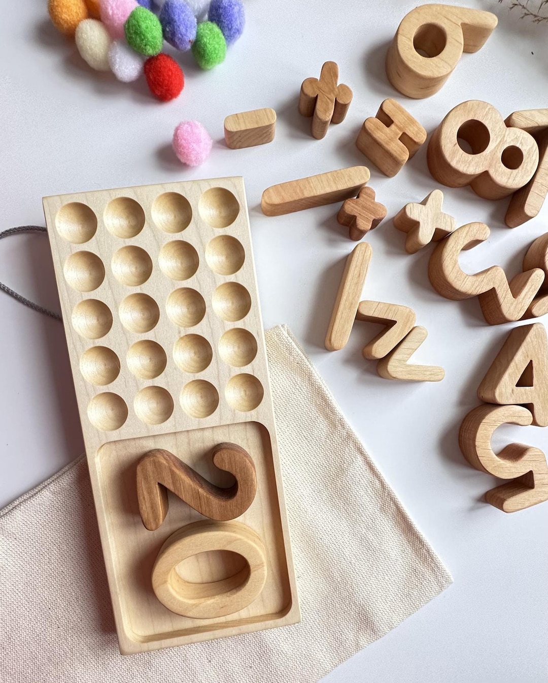 Handmade Wooden Number Tray: Waldorf Educational Toy With Math Frame 1 ...