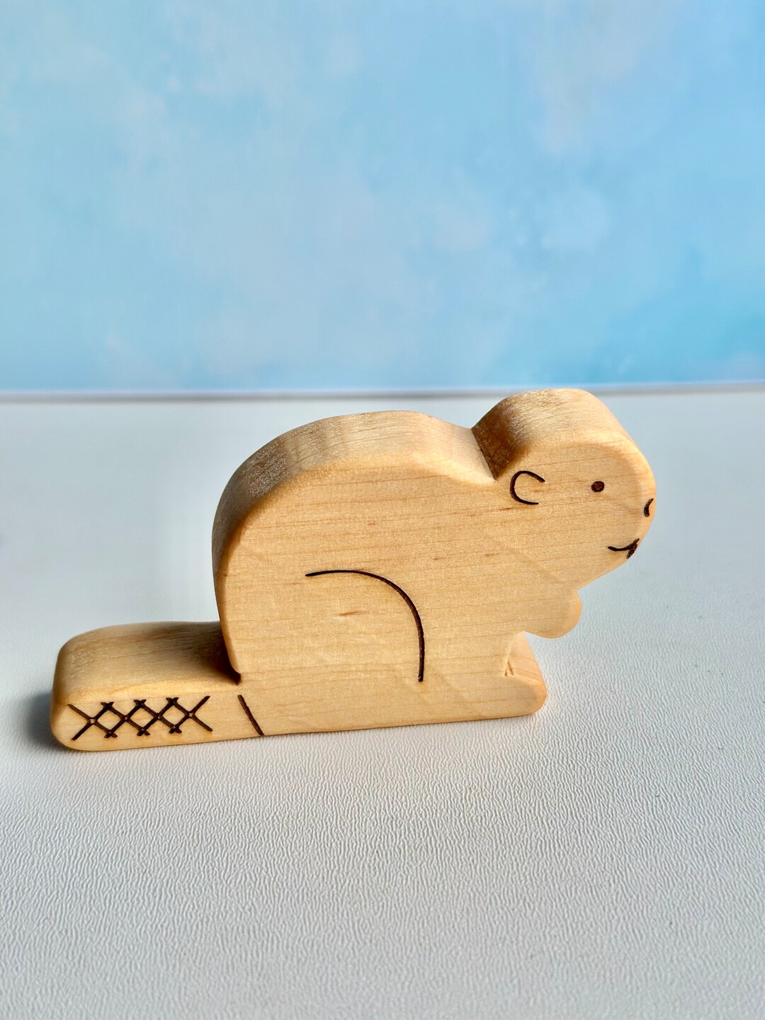 Wooden Beaver Figurine – Handmade Waldorf Animal Toy, Alder Wood With ...