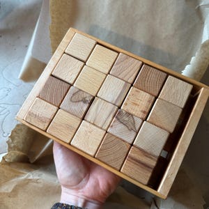 20 Wooden Blocks in Box, Wooden Cubes, Kids Block Toy, Building Blocks ...